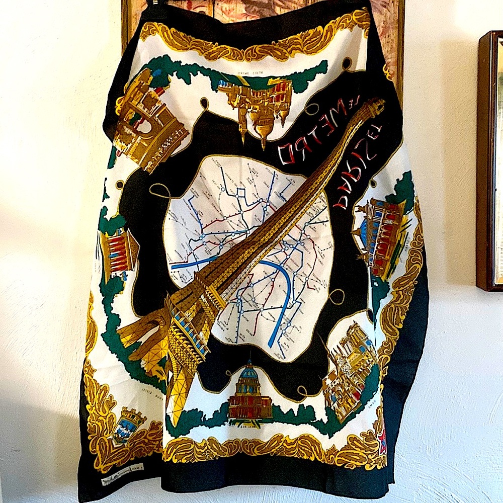 Vintage Paris Scarf Eiffel Tower Map Oversized Scarf … - Gem